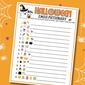 Halloween Emoji Pictionary Game: Printable Party Fun Game for Kids and ...