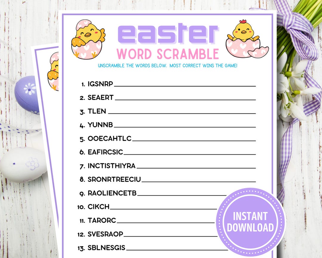Easter Word Scramble Game | Printable Easter Game Digital Download ...