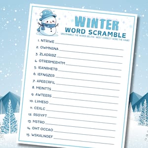 Winter Word Scramble Game: Printable Party Activity (digital Download ...