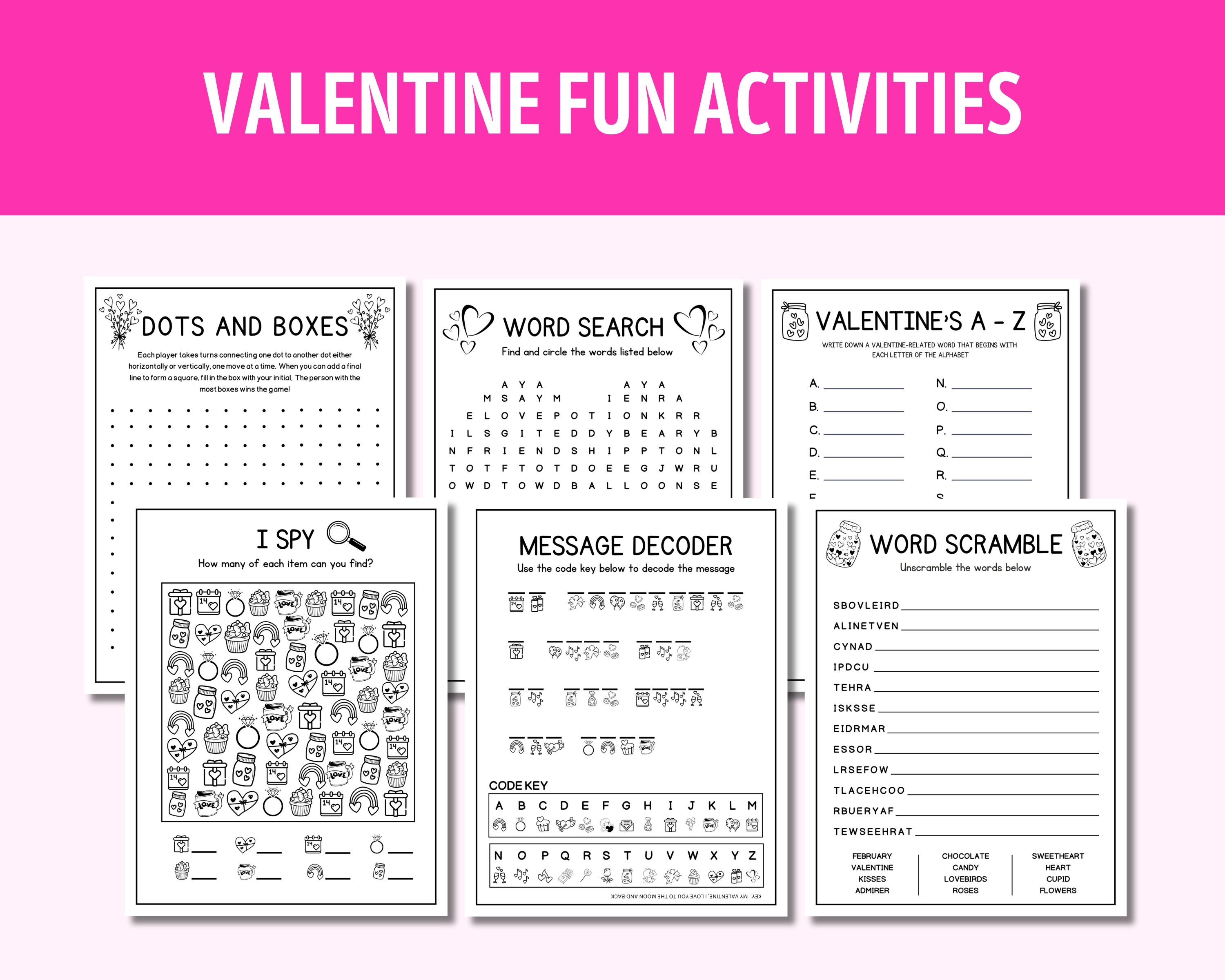 Paquete de 30 actividades imprimibles para el Día de San Valentín para ...