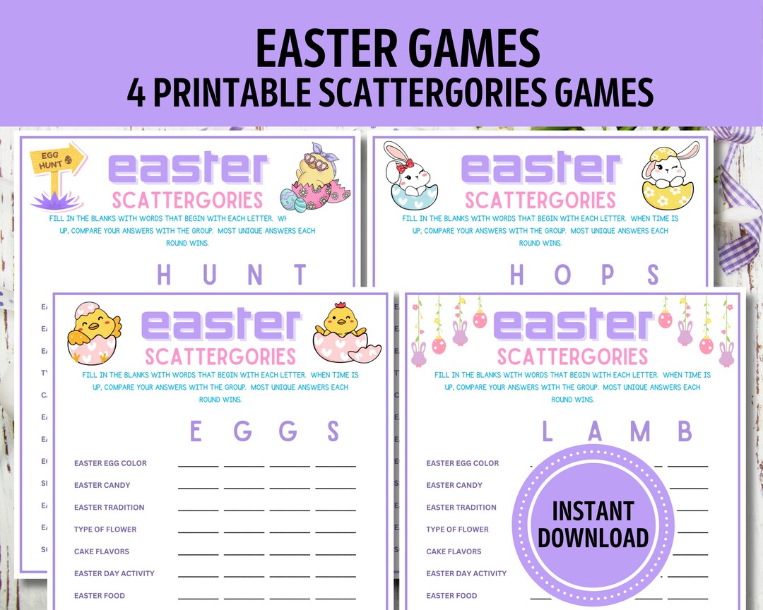Easter Scattergories Game: Family Fun, Printable Activity (digital ...