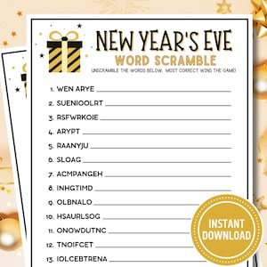 New Year's Eve Word Scramble Game: Fun for Kids & Adults (digital ...