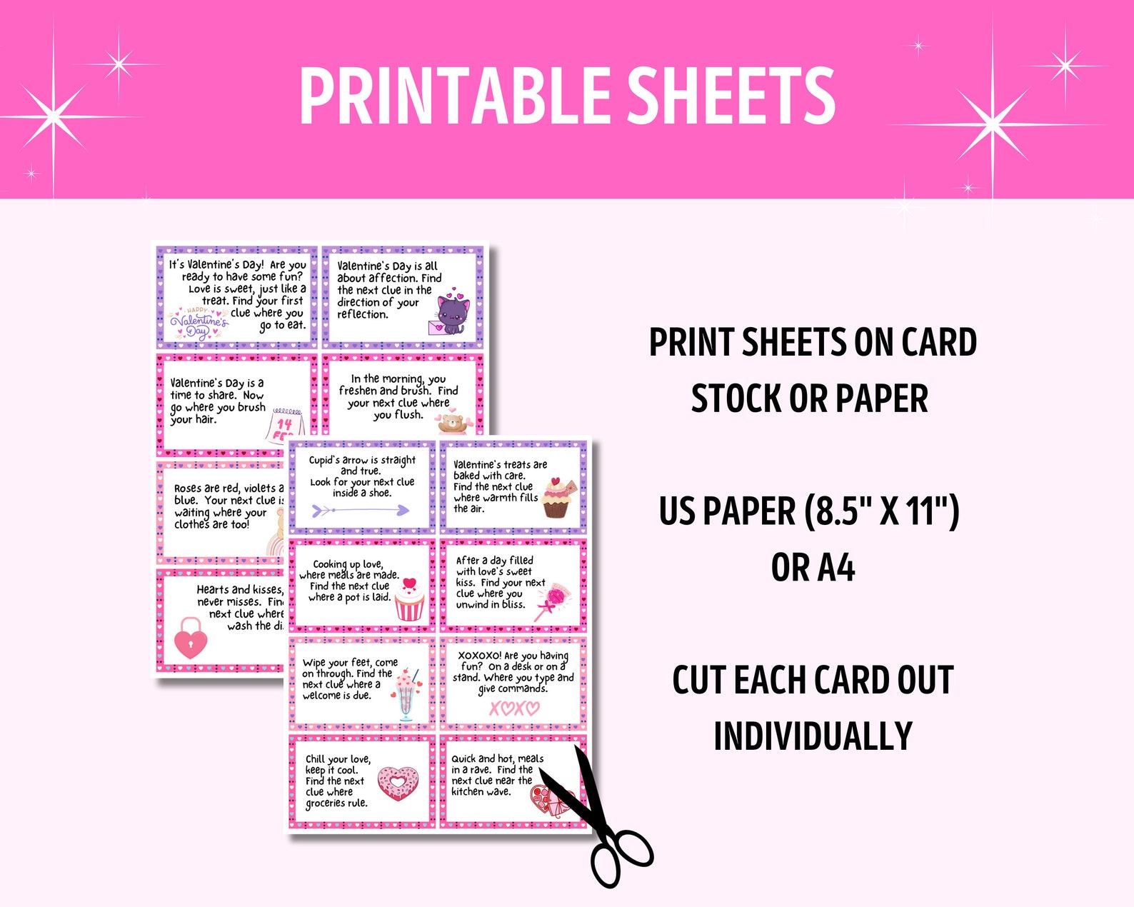Valentine's Scavenger Hunt Riddles: 32 Clue Cards (PDF Download) - Etsy