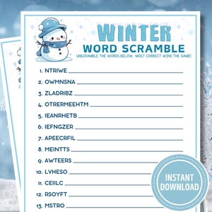 Winter Word Scramble Game: Printable Party Activity (digital Download ...