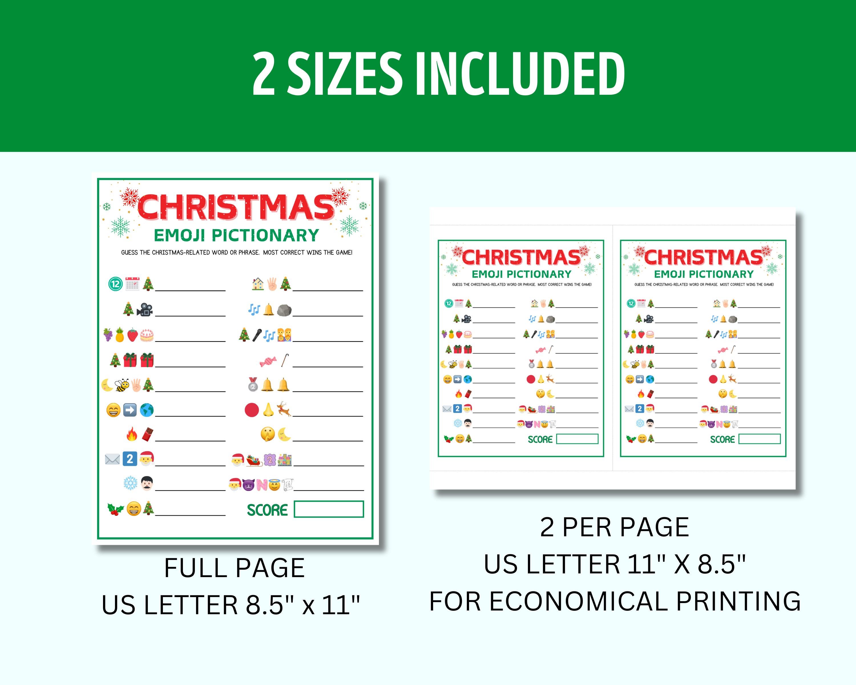 Christmas Emoji Pictionary Game: Printable Party Activity | Fun ...