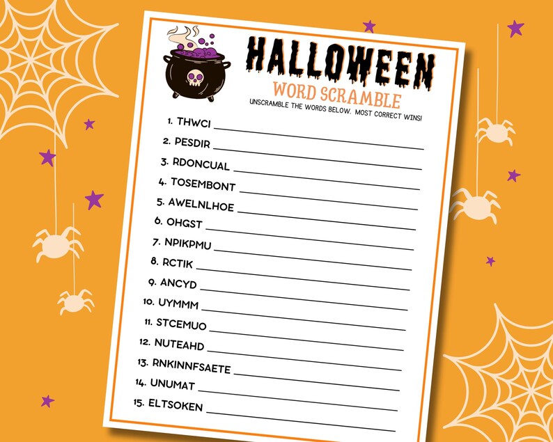 Halloween Word Scramble Game: Printable Party Activity (digital ...