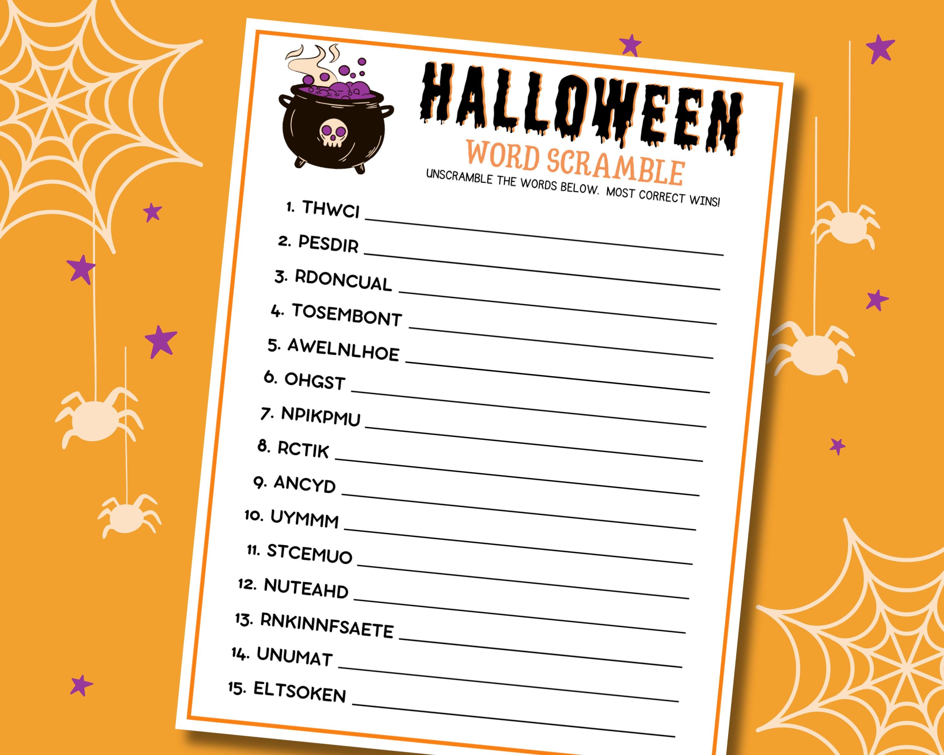 Halloween Word Scramble Game | Printable Halloween Game Digital ...