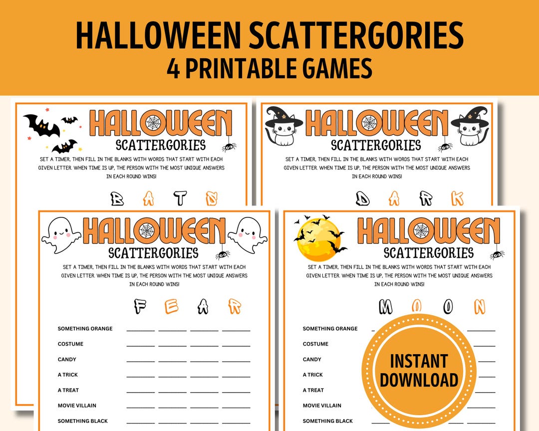 Halloween Scattergories Game: Printable Family Activity (digital ...