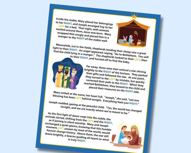 Nativity Left Right Gift Exchange Game: Printable Christmas Story (PDF ...