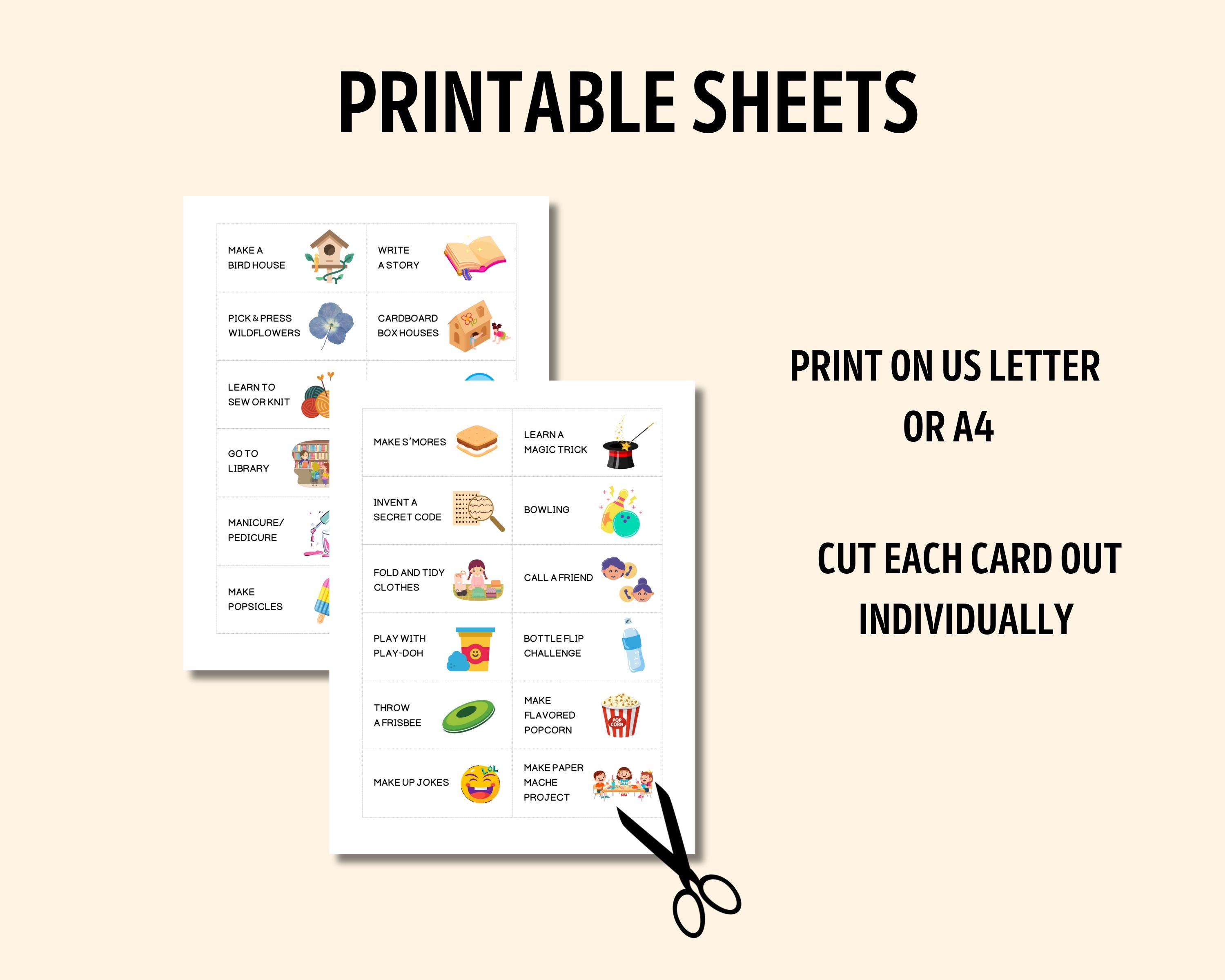 120 Kids' Activity Cards: Printable Boredom Busters - Etsy