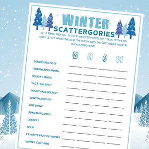 Winter Scattergories Game: Family Printable Activity (digital Download ...