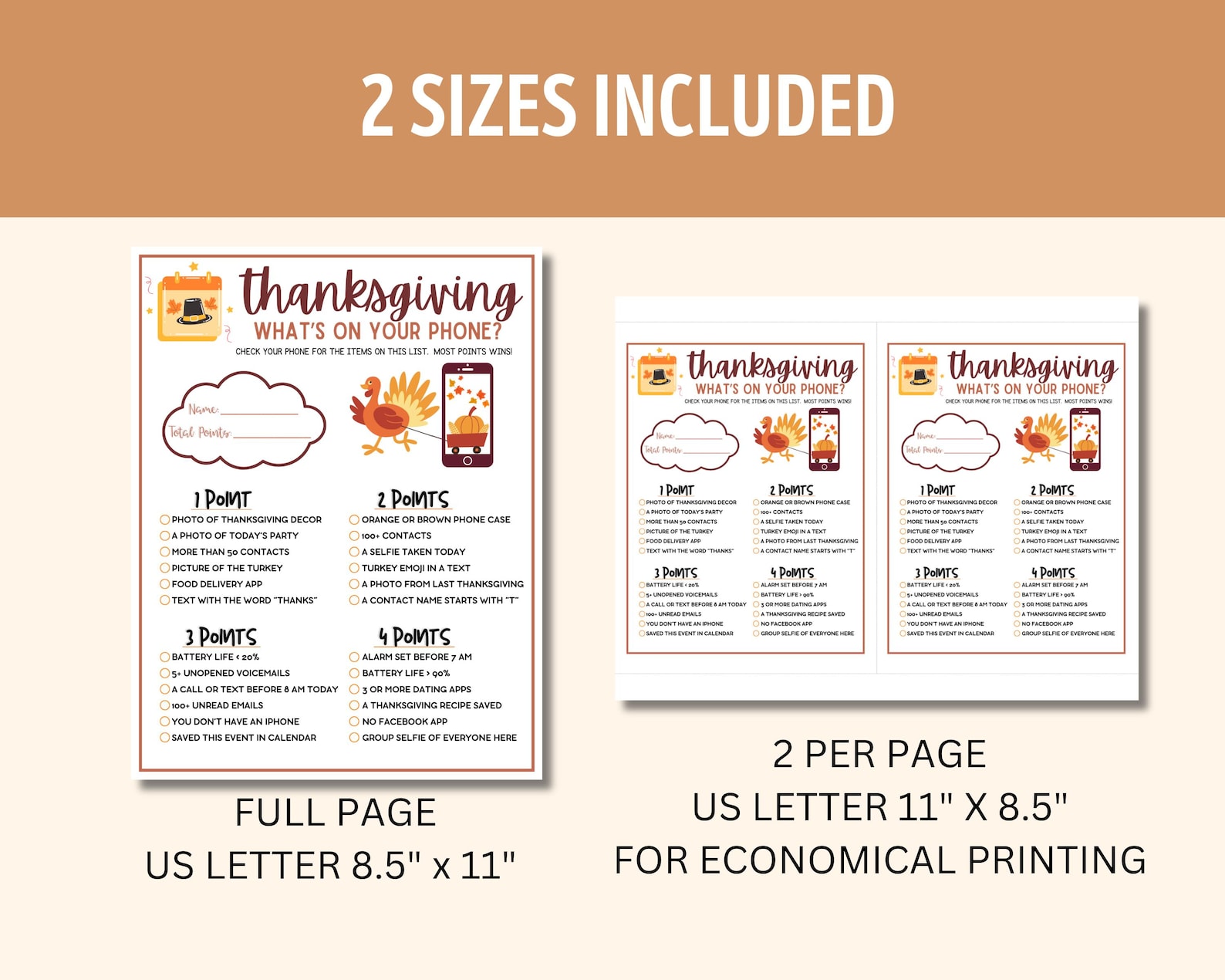 Thanksgiving What's on Your Phone Game | Printable Thanksgiving Game ...