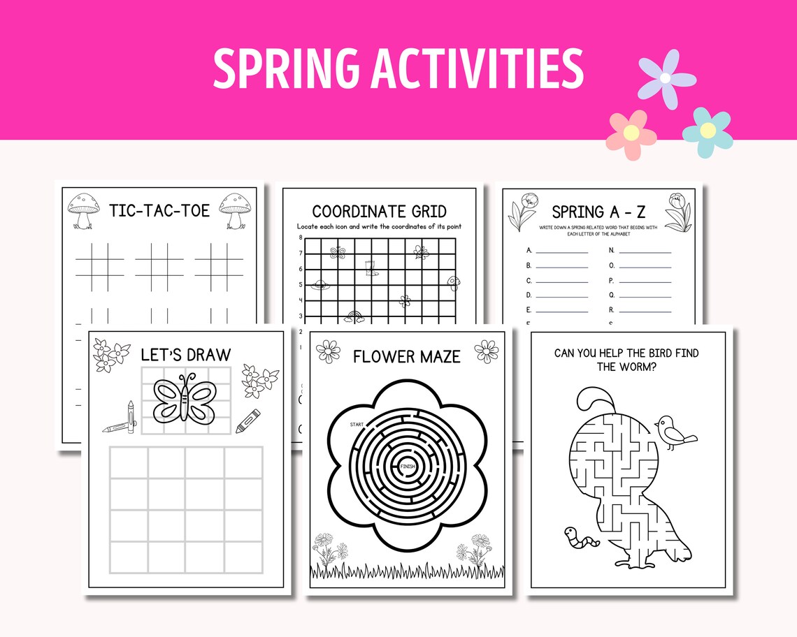 Kids Spring Printable Activity Bundle | Digital Download Games | Spring ...