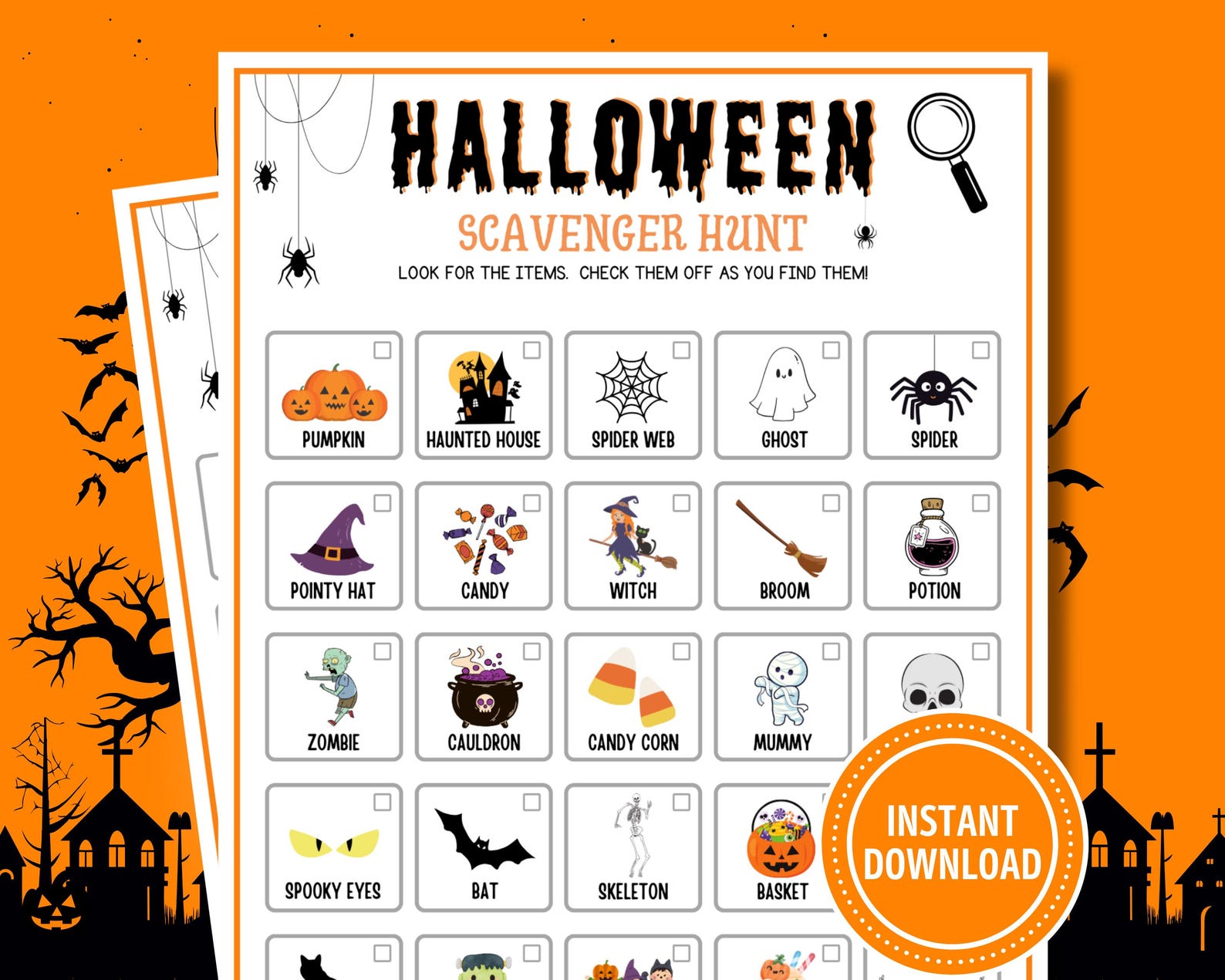 Kids Halloween Scavenger Hunt Game: Printable Treasure Hunt (digital ...