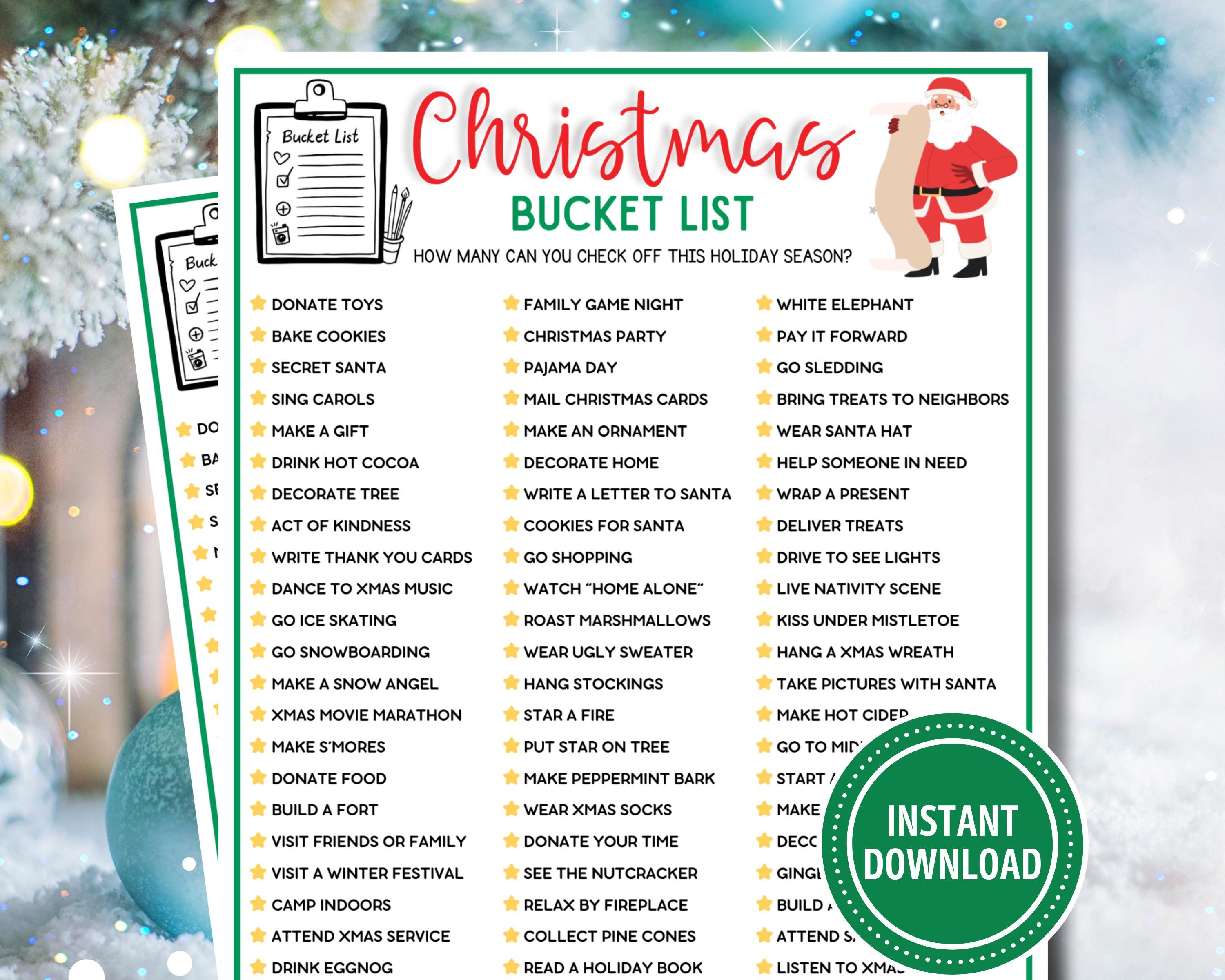 Christmas Bucket List Game: Printable Holiday Activity (digital ...
