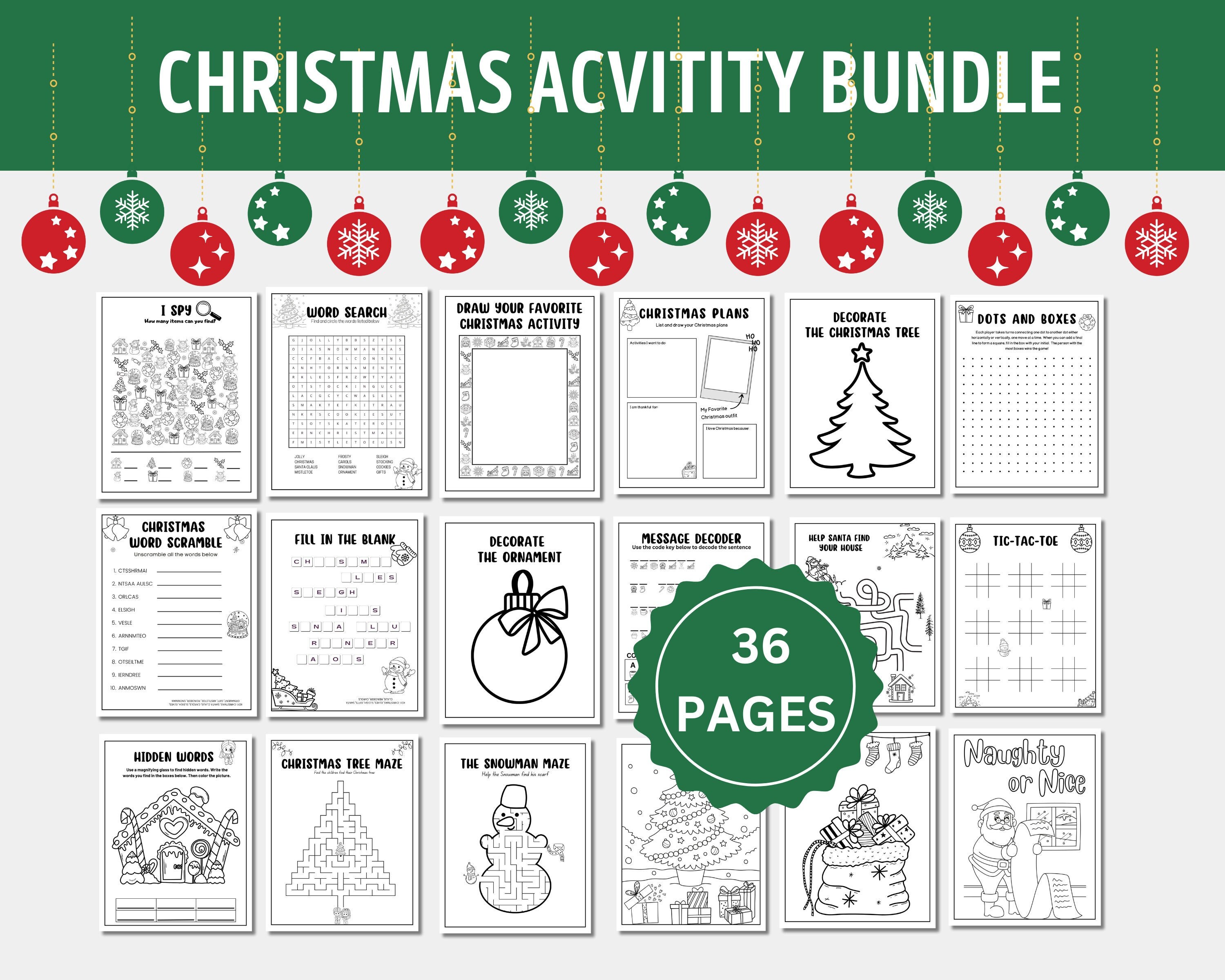 Kinder Weihnachtsaktivitäten Printable Weihnachts-Aktivitäten-Bundle ...