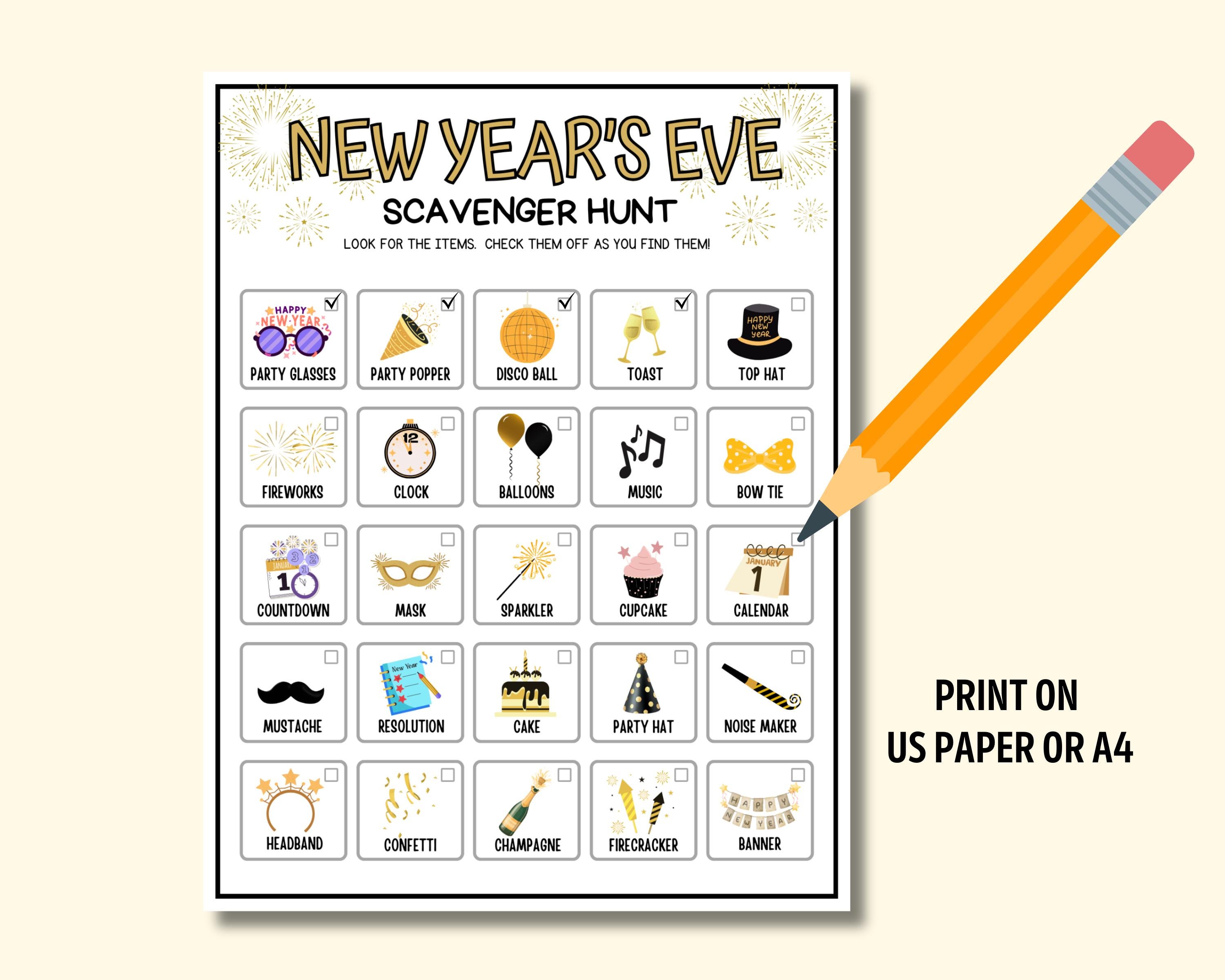 Kids New Year's Eve Scavenger Hunt Game (printable Digital Download) - Etsy