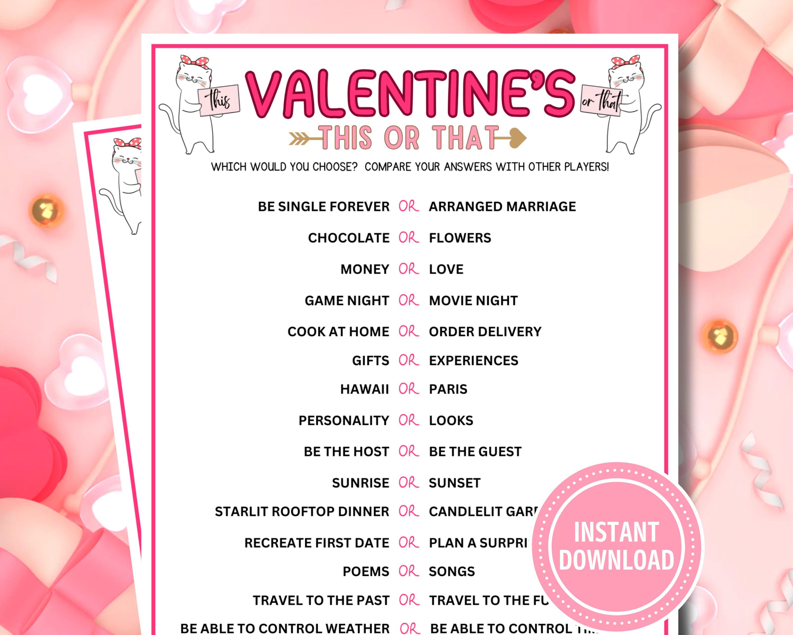Valentine's This or That Game | Printable Valentine Games Digital ...