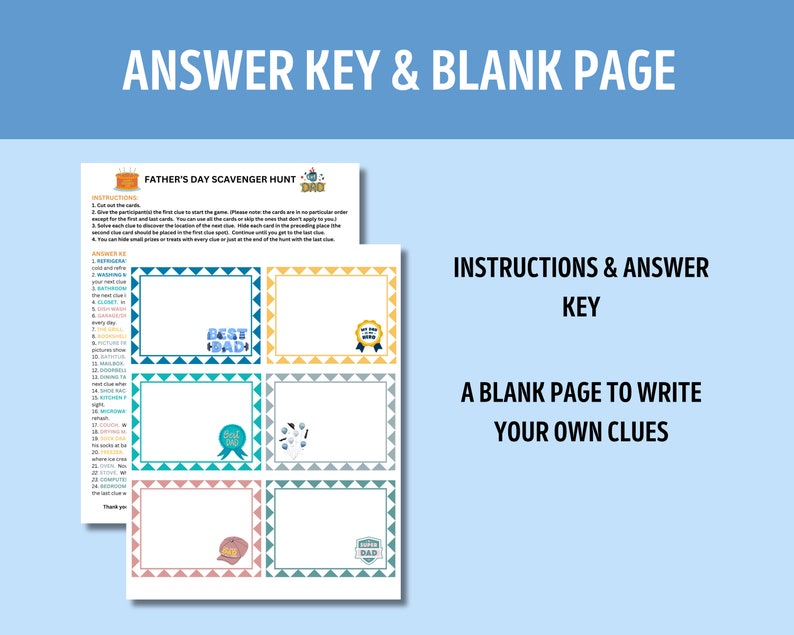 Father's Day Scavenger Hunt Clues | Father's Day Scavenger Hunt Cards丨 ...