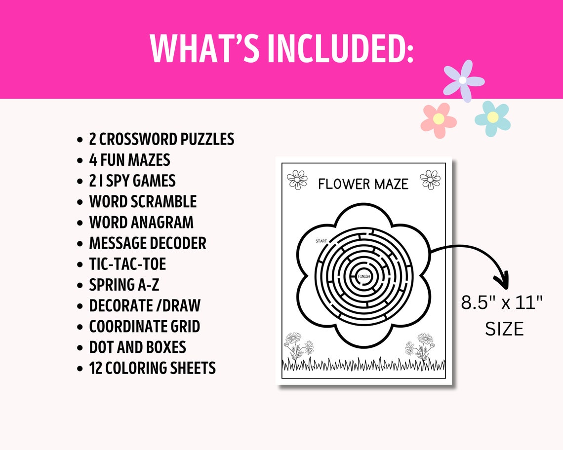 Kids Spring Printable Activity Bundle Digital Download Games Spring ...