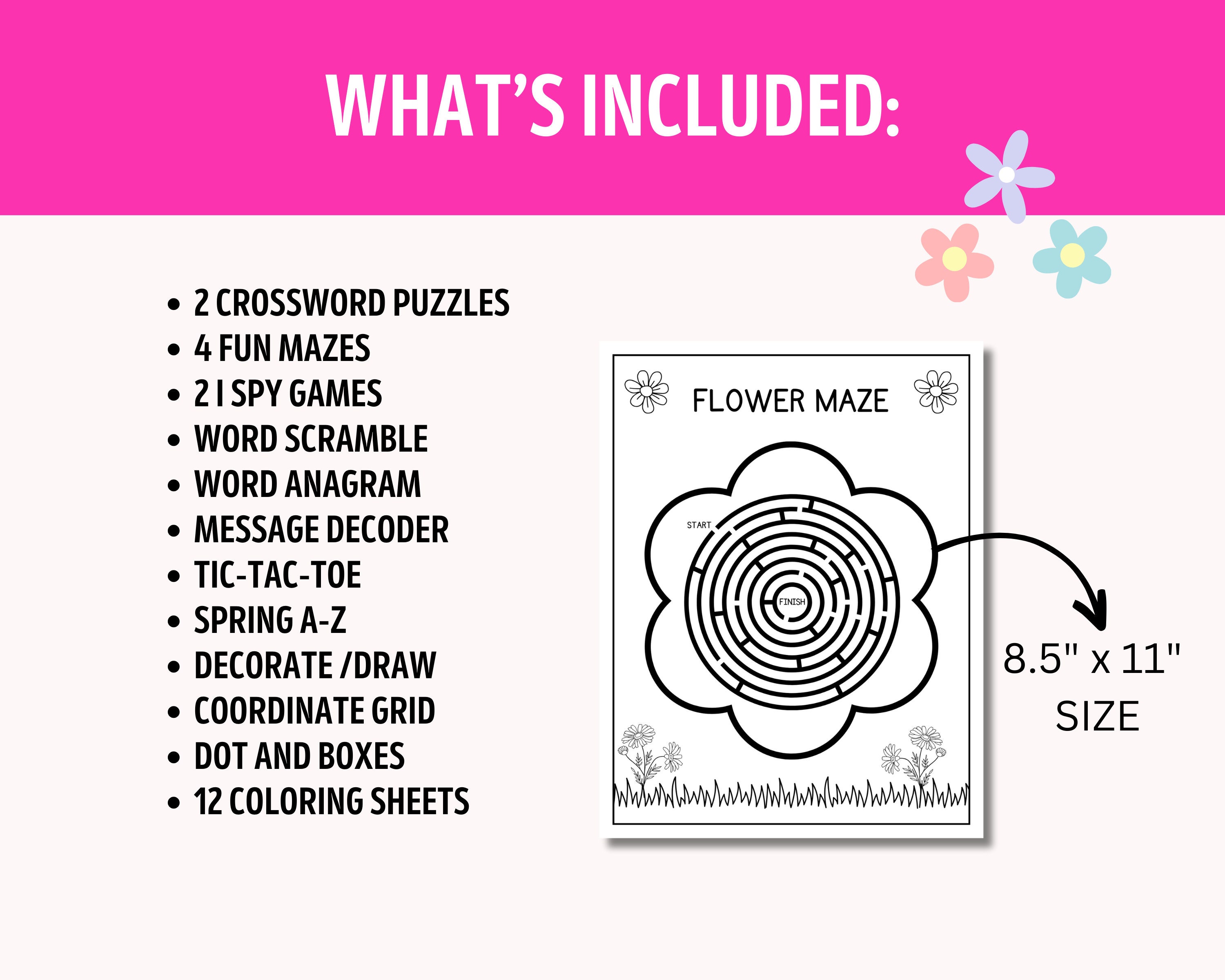 Kids Spring Printable Activity Bundle | Digital Download Games | Spring ...