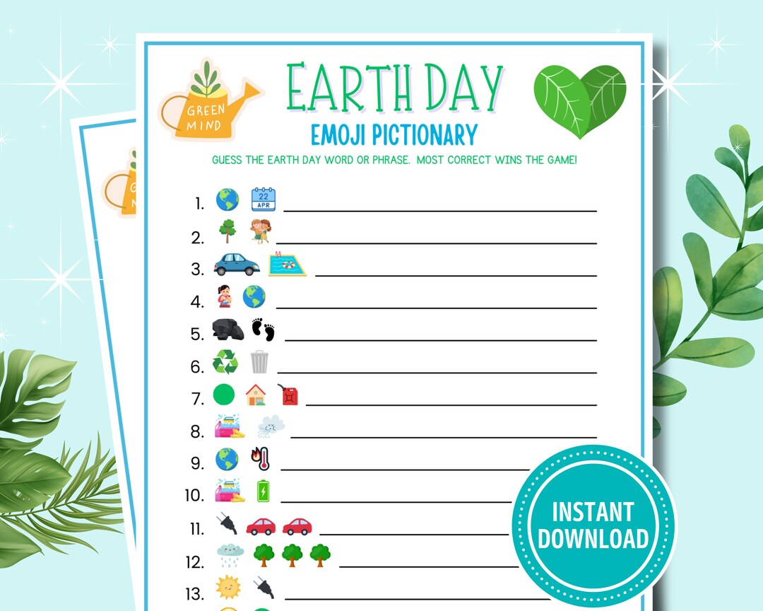Earth Day Emoji Pictionary Game | Printable Earth Day Game Digital ...