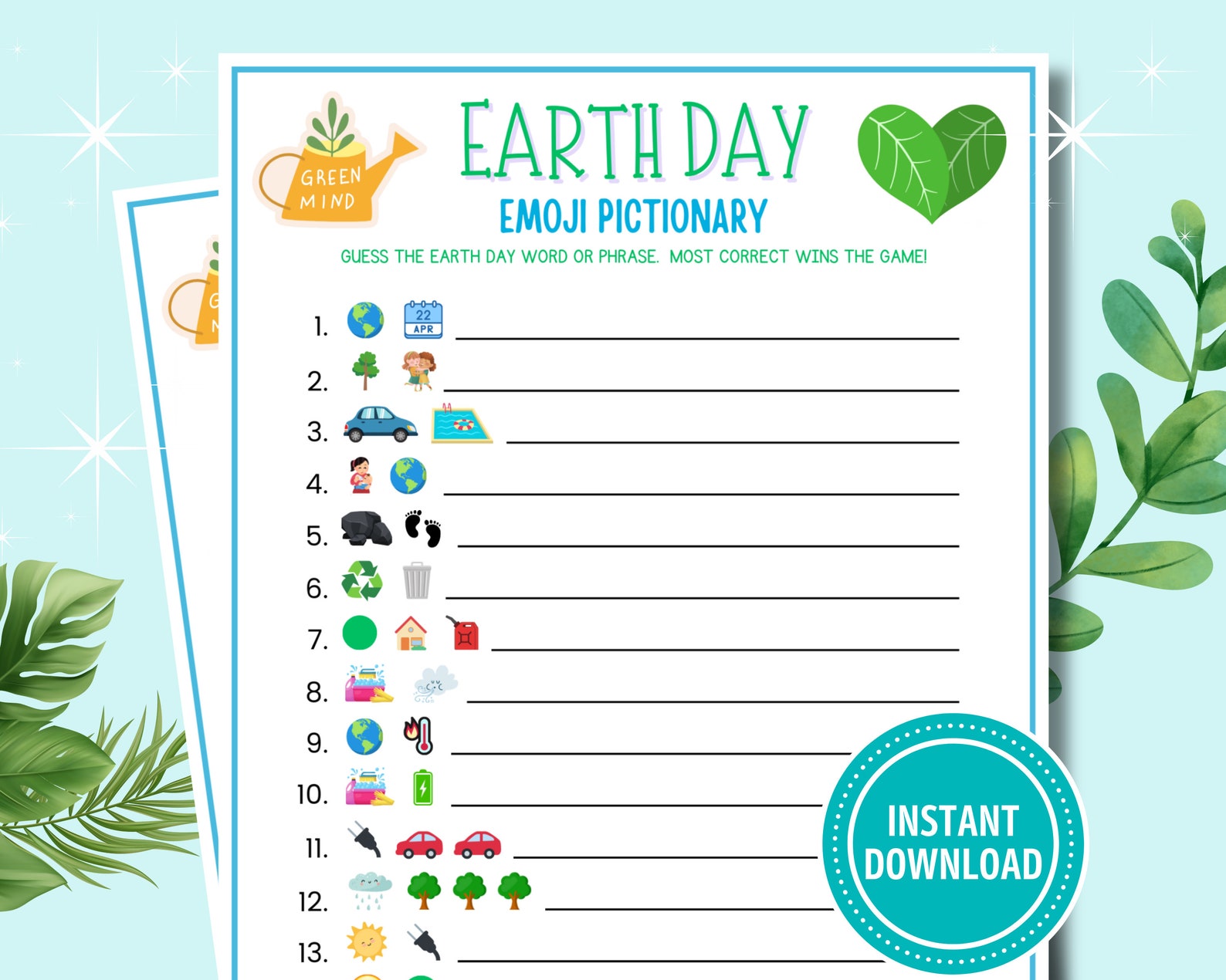 Earth Day Emoji Pictionary Game | Printable Earth Day Game Digital ...