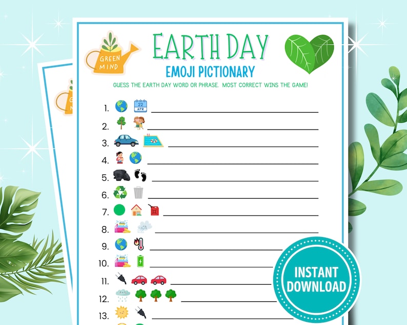 Earth Day Emoji Pictionary Game | Printable Earth Day Game Digital ...