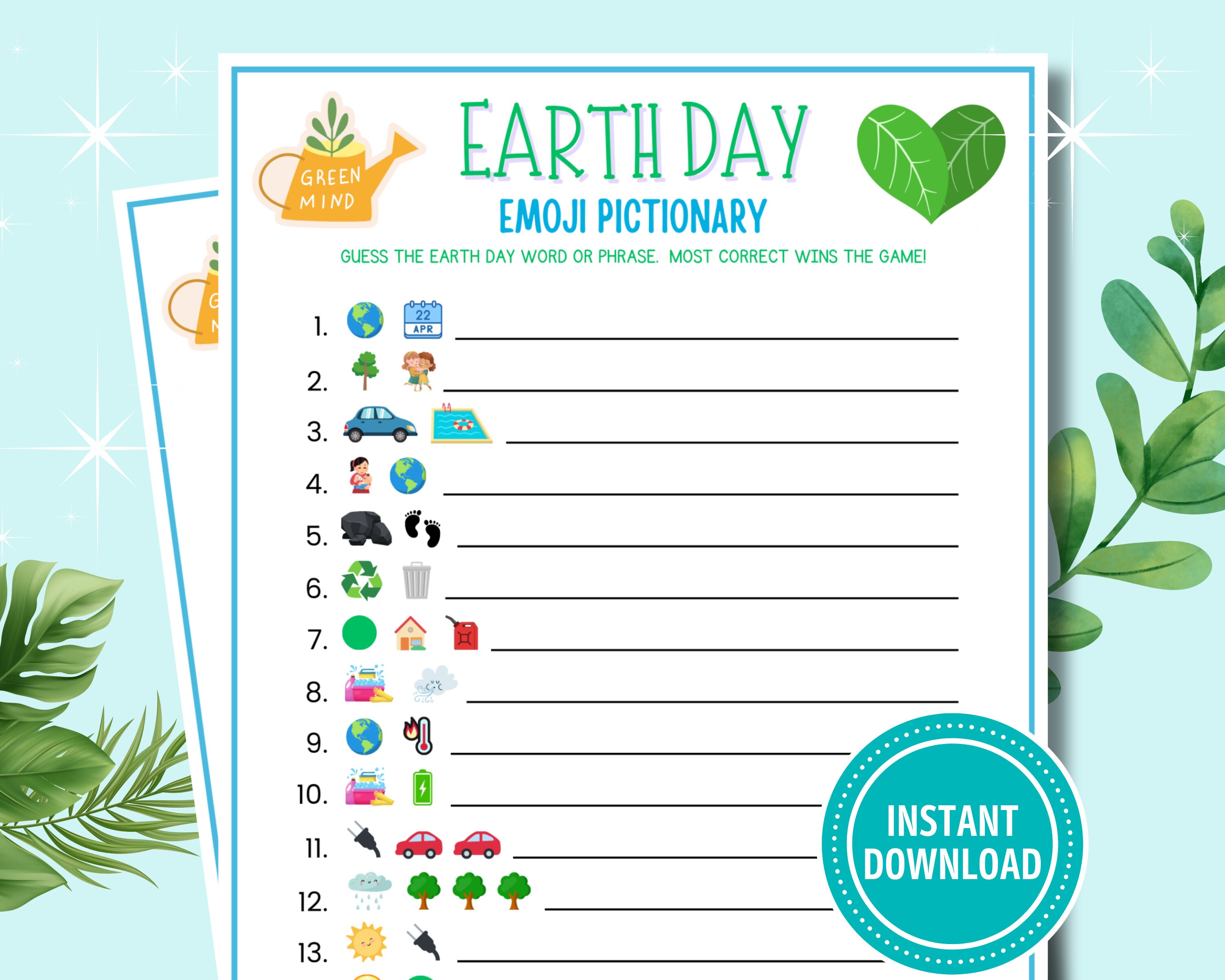 Earth Day Emoji Pictionary Game | Printable Earth Day Game Digital ...