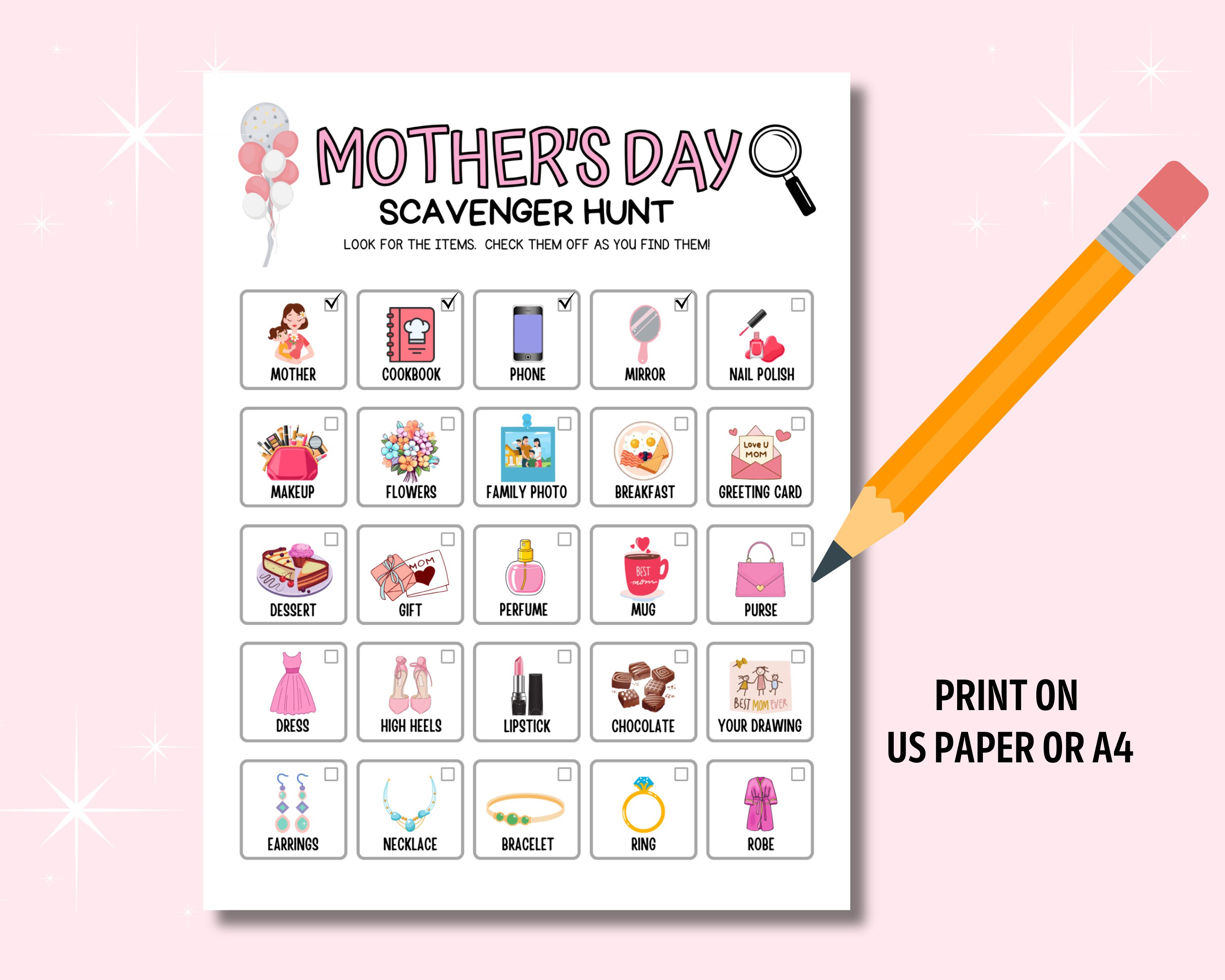 Mother's Day Scavenger Hunt Game | Printable Mother's Day Game Digital ...