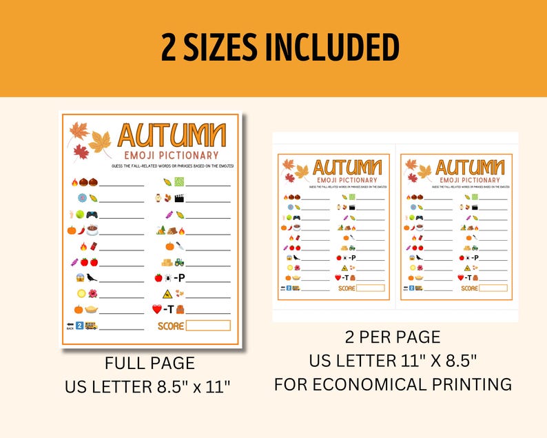 Fall Emoji Pictionary Game: Printable Autumn Activity (PDF) - Etsy