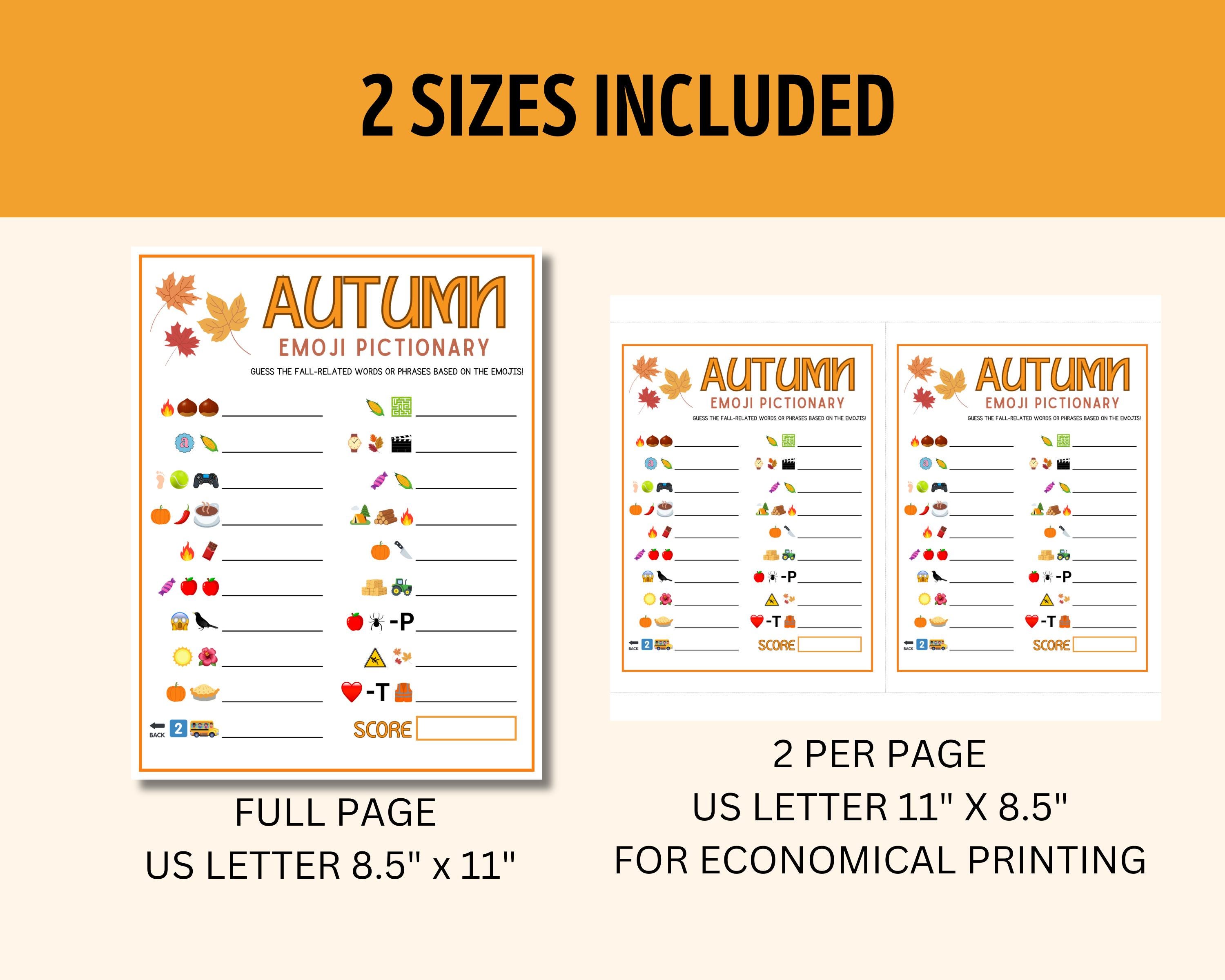 Fall Emoji Pictionary Game: Printable Autumn Activity (PDF) - Etsy