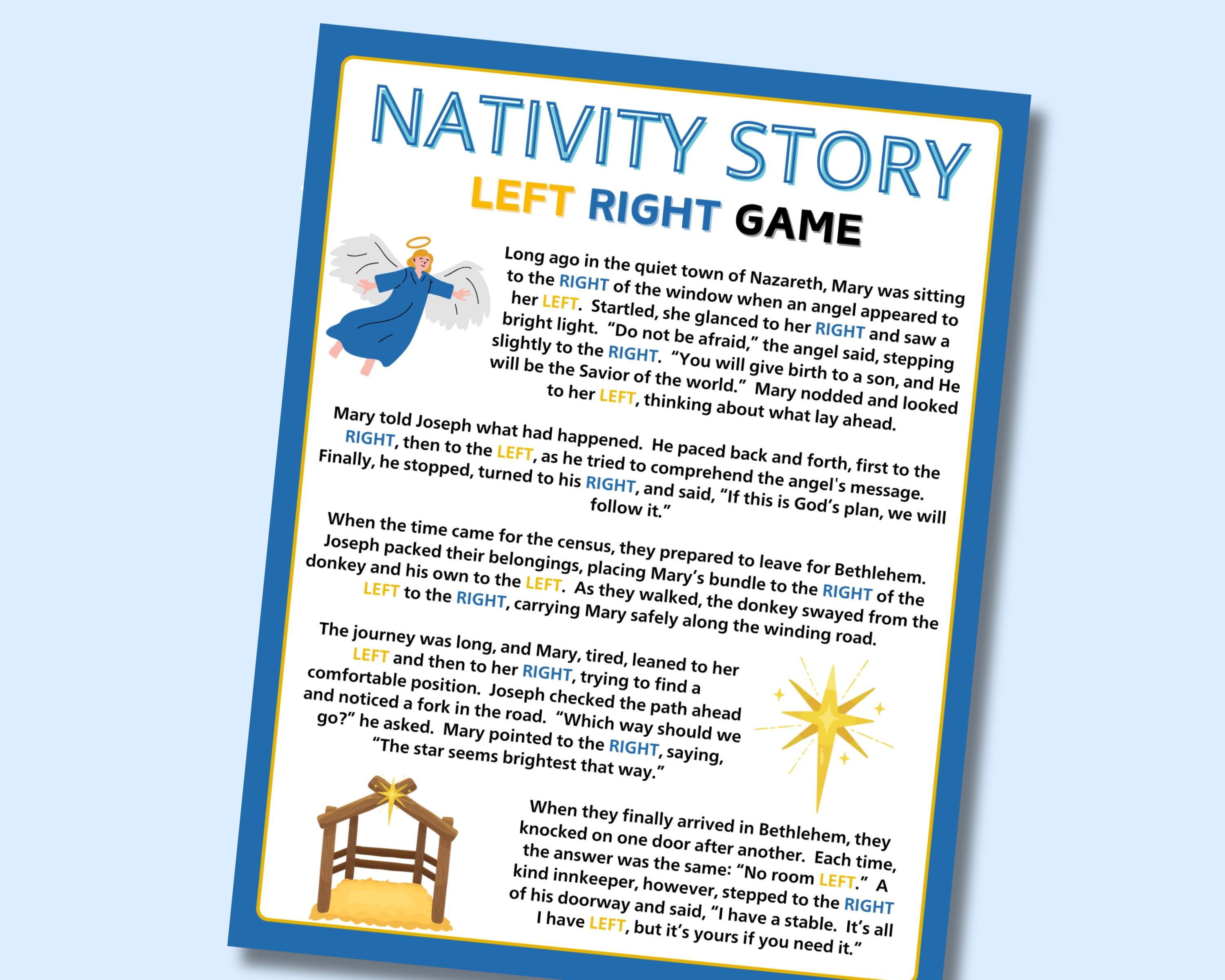 Nativity Left Right Gift Exchange Game: Printable Christmas Story (PDF ...