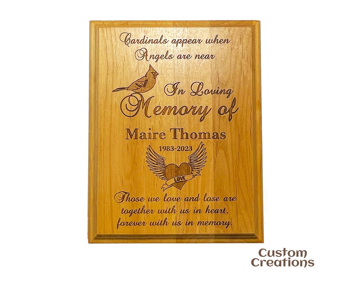 Laser Engraved Custom Name Date Memorial Plaque Personalized in Loving ...