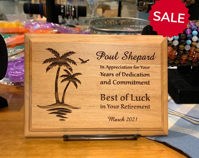 Personalized Plaque for Retirement Laser Engraved Genuine Red Alder ...