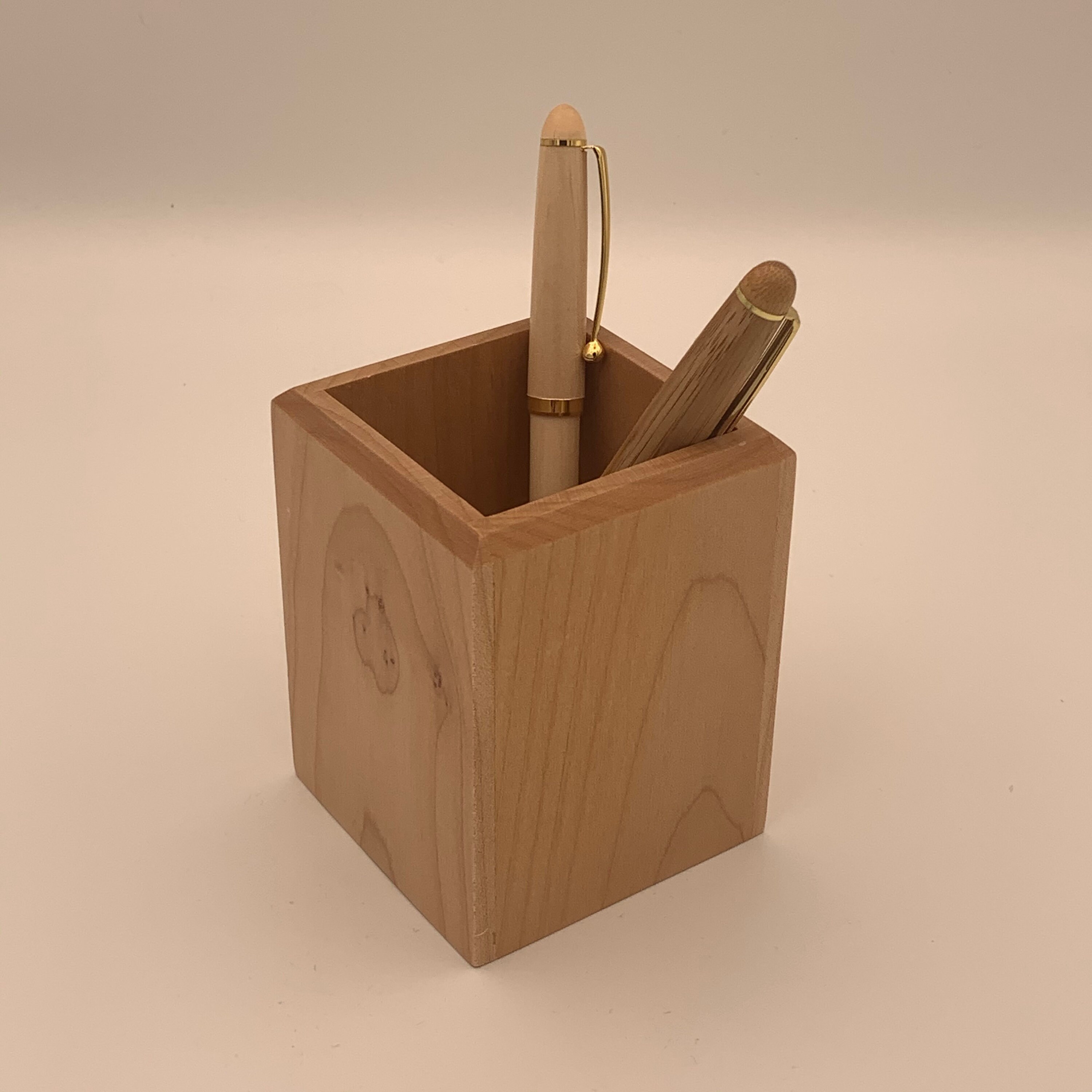 Personalized Wooden Pen Holder | Custom Laser Engraved Maple Wood Desk ...