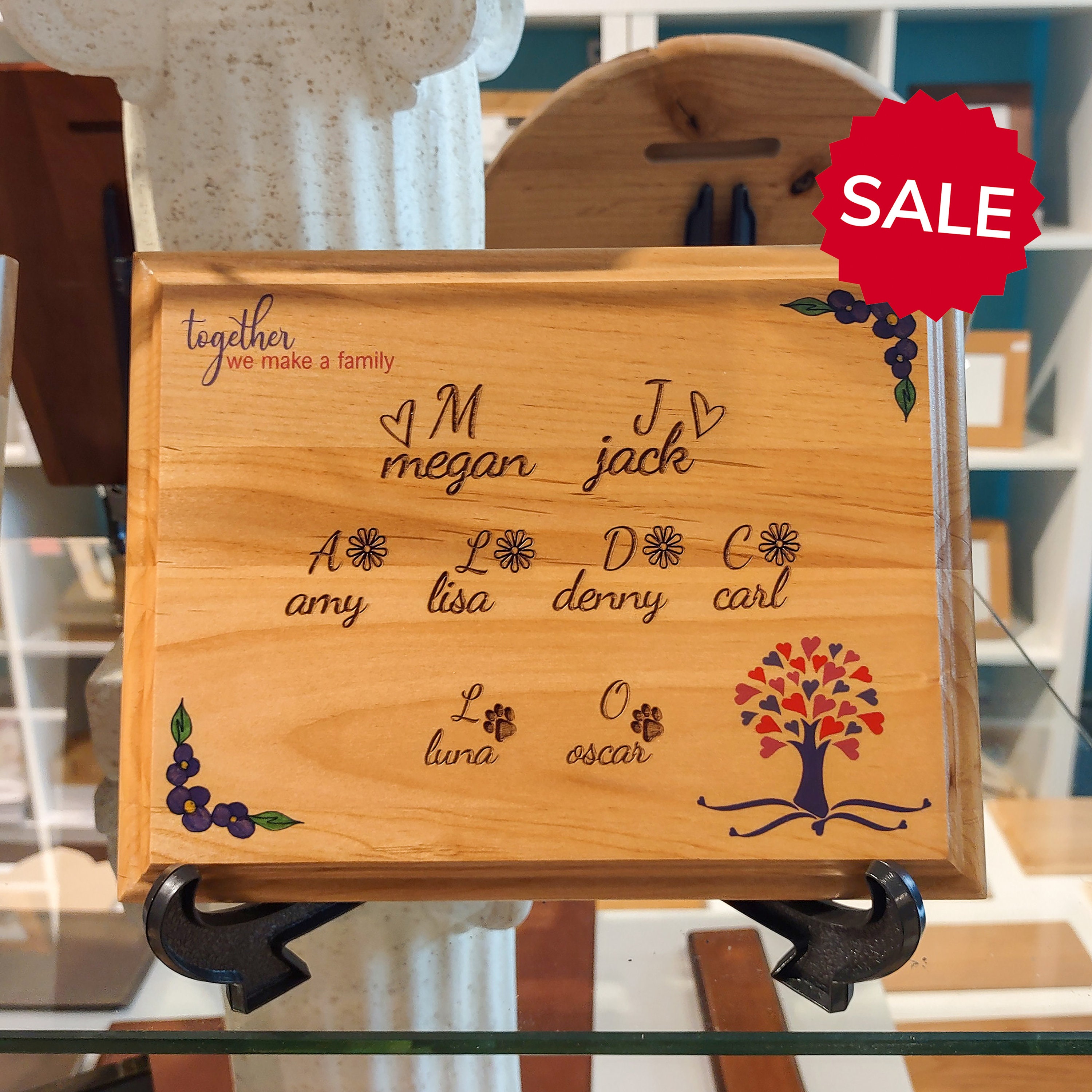 Personalized Family Tree Plaque | Custom Laser Engraved Red Alder Wall ...