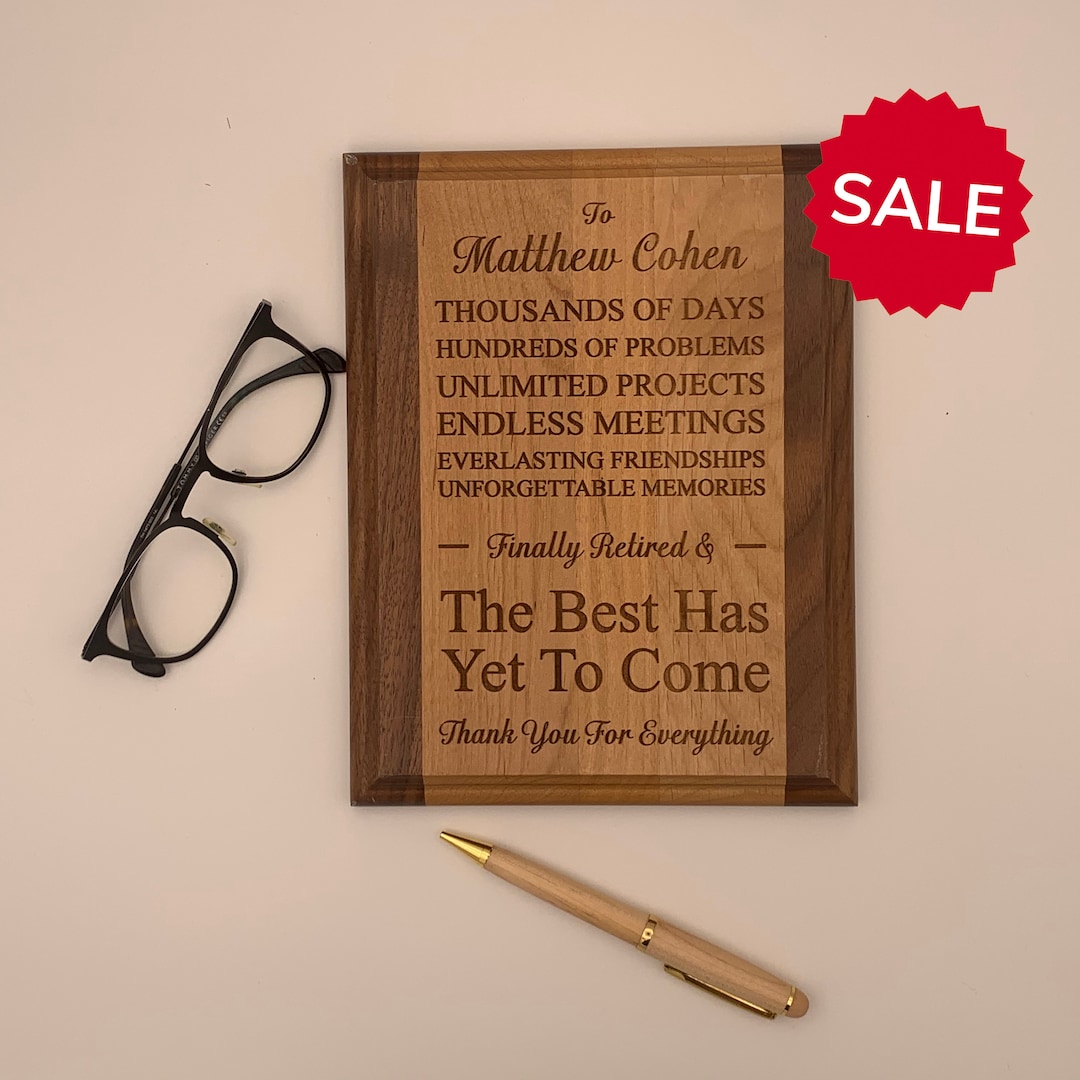 Personalized Plaque for Retirement | Custom Engraved Genuine Red Alder ...