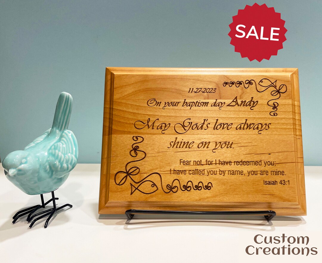 Custom Laser Engraved Baptism Plaque | Personalized Red Alder Wood Gift ...