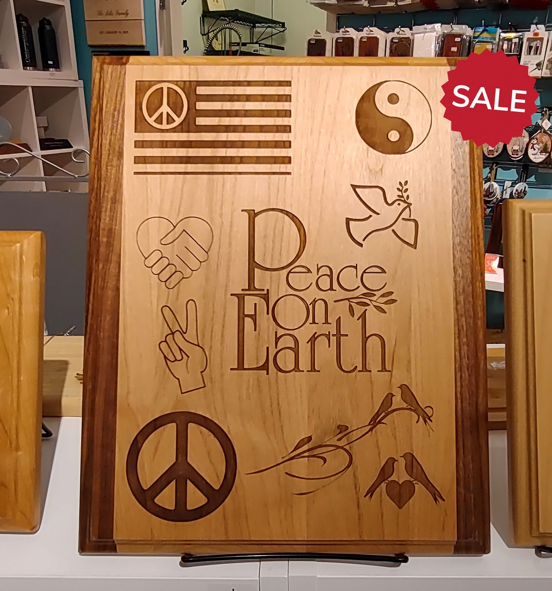 Customizable Engraved Red Alder and Walnut Edge Plaque | Personalized ...