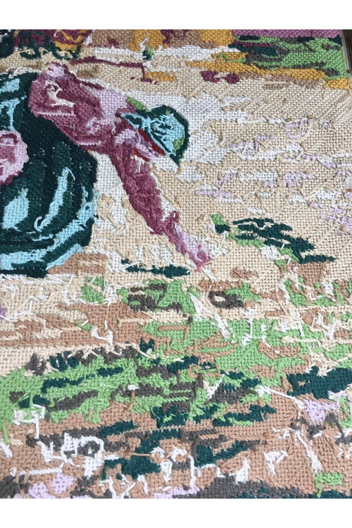 Vintage Finished Needlepoint of Ladies Gleaning in the Field, 29 X 21 ...