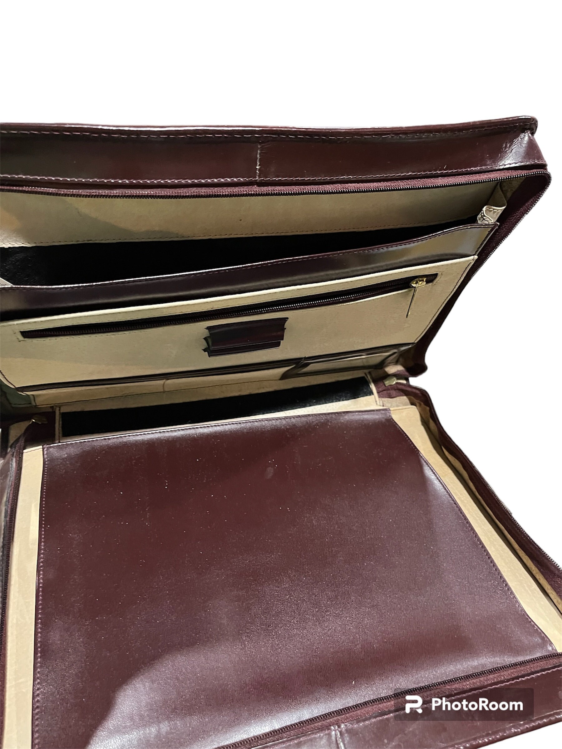 Vintage Stebco Oxblood Leather Briefcase Attache, W/handles & Shoulder ...