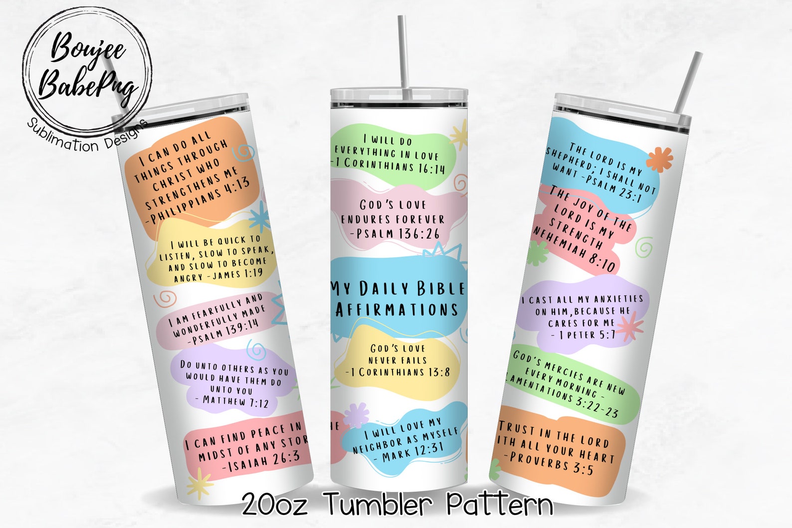 Bible Verse Tumbler Wrap PNG | Christian Affirmations, 20oz Skinny ...