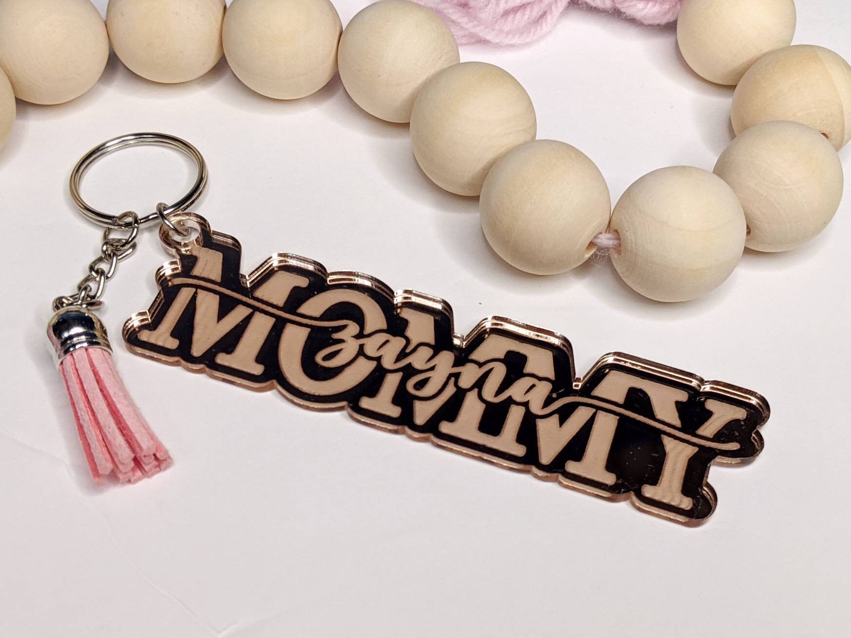 Mother's Day Acrylic Keychain With Kids Names in Mirrored | Etsy