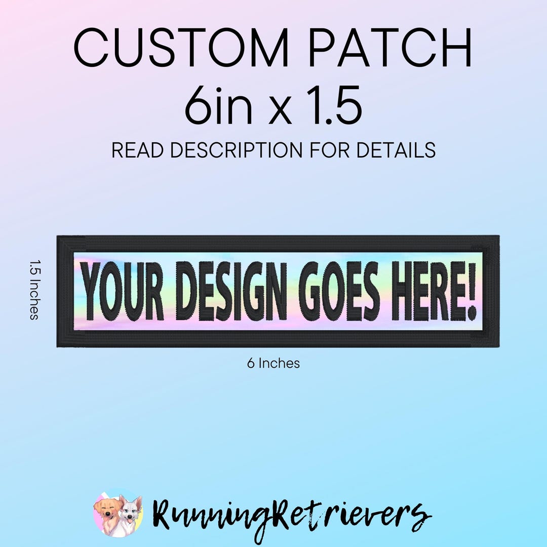 6x1.5 Custom Rectangle Hook and Loop Patch - Etsy