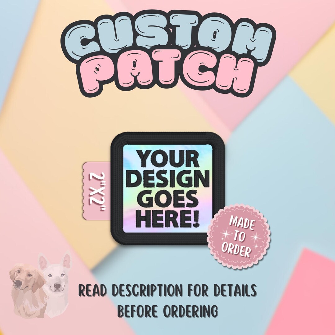 2x2 Custom Square Hook and Loop or Sew-on Patch - Etsy