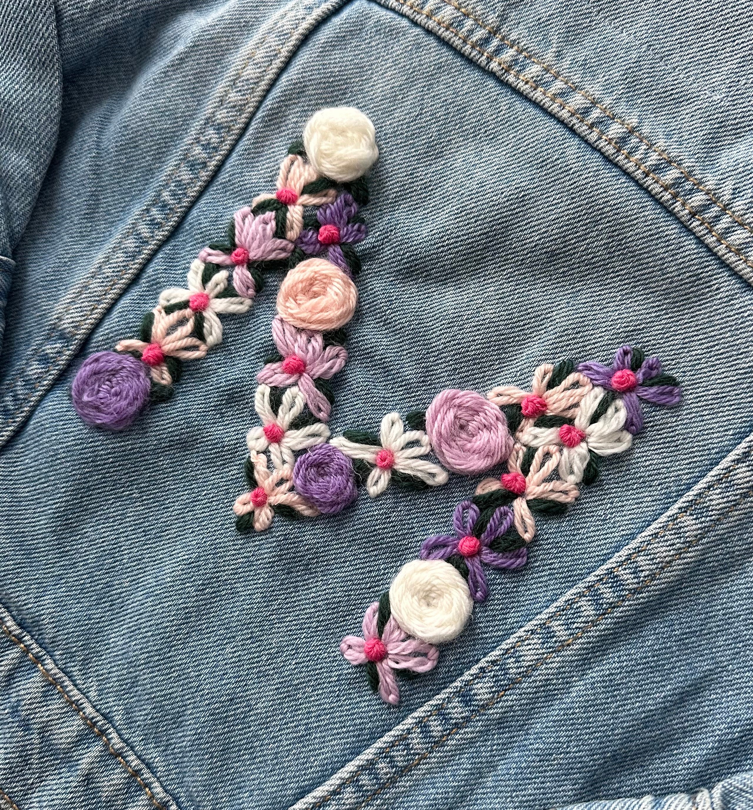 Personalized Hand-embroidered Denim Jacket – Custom Initial Jean Jacket ...