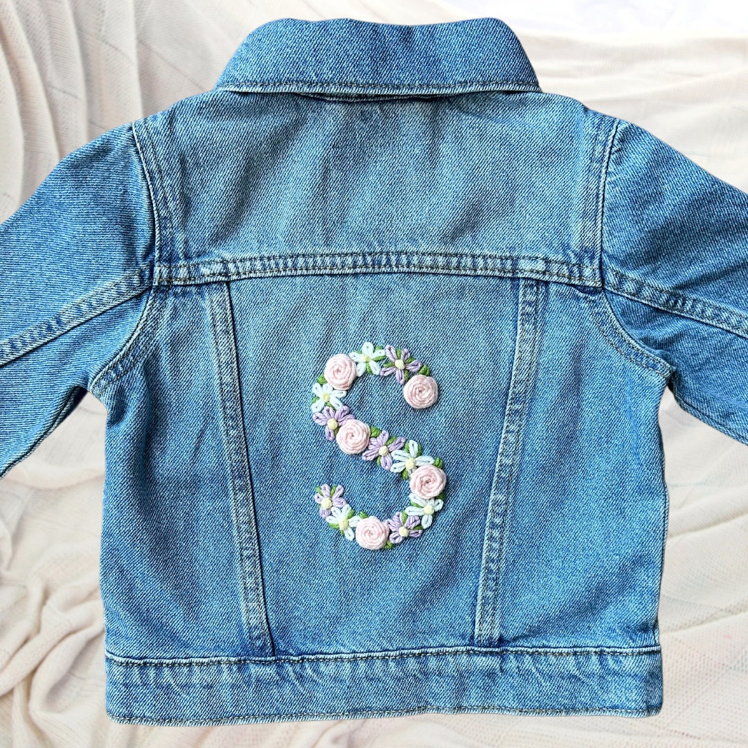 Personalized Hand-embroidered Denim Jacket – Custom Initial Jean Jacket ...