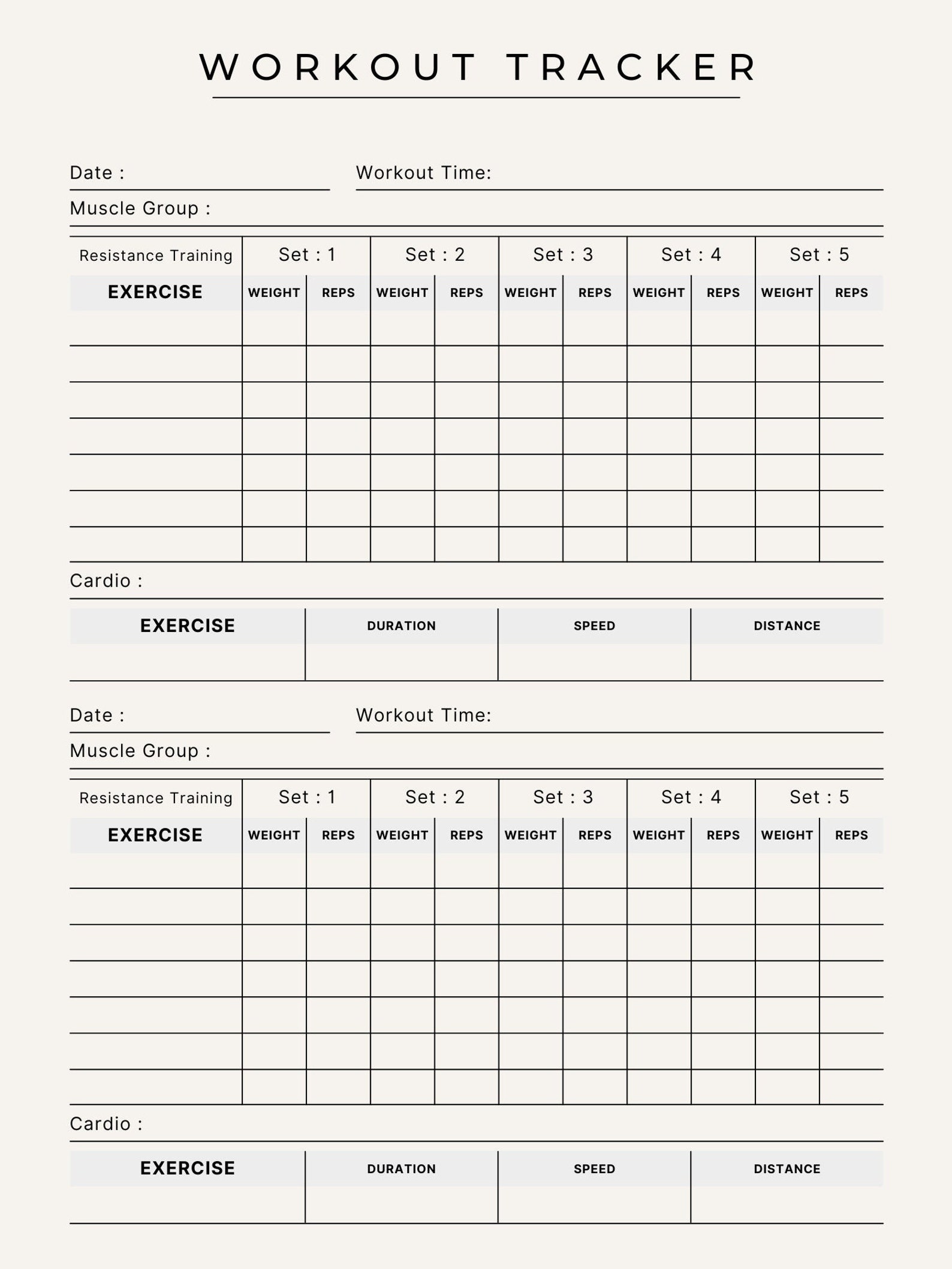 Workout Tracker PDF Editable Template Affirmation Log / for iPad ...