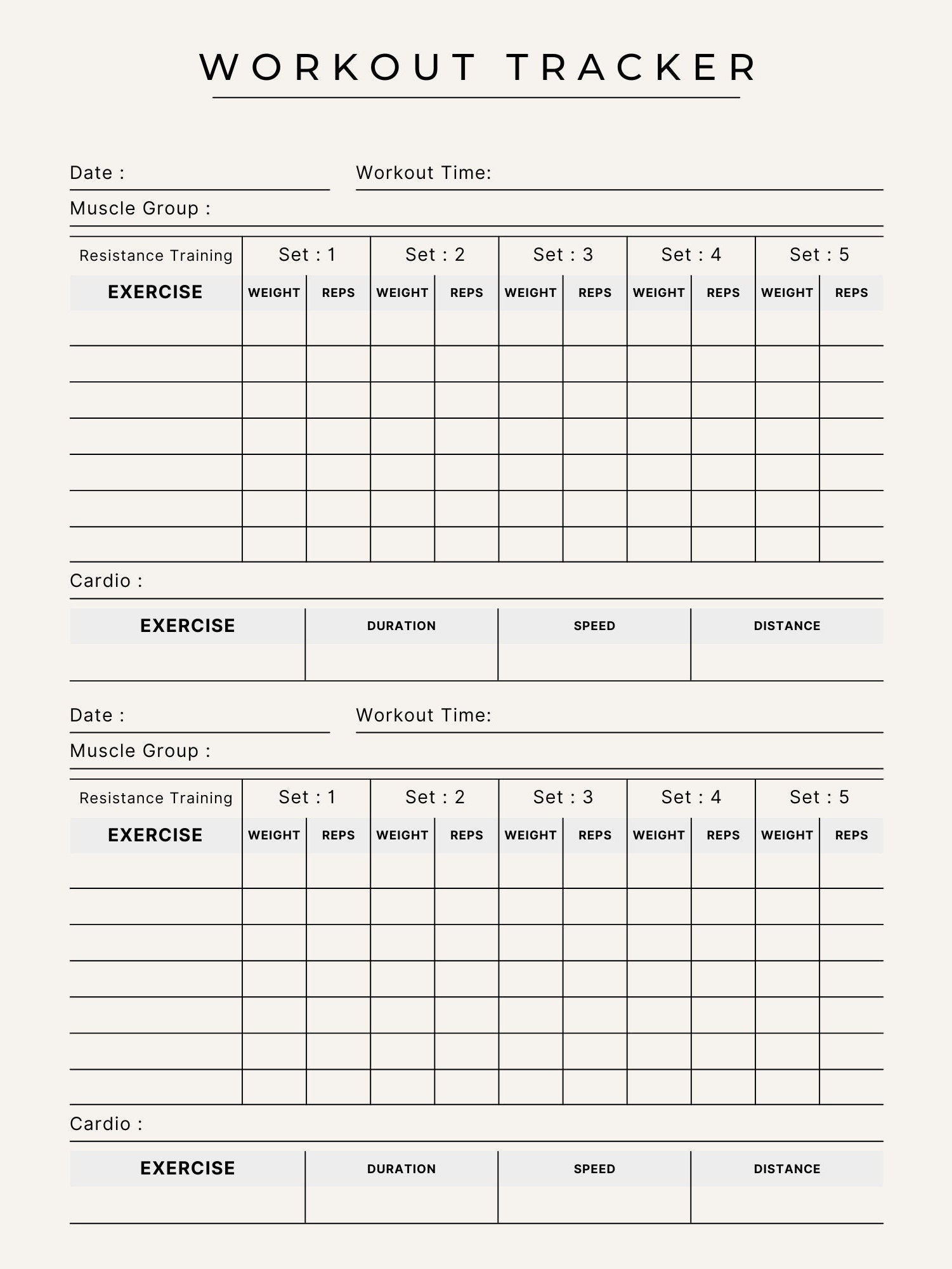 Workout Tracker PDF Editable Template Affirmation Log / for iPad ...